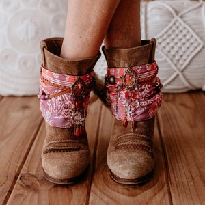 Boho ADJUSTABLE BOOT CUFFS - Tribal Ankle Covers for Casual Wear and ...