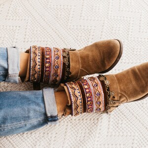 BOHO BOOT COVERS With Embroidered Trimmings - Unique Ethnic Anklet Boot ...
