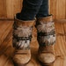 Feather Fringe Vintage Embroidered Boot Covers, Boho Boot Cuff, Ethnic ...
