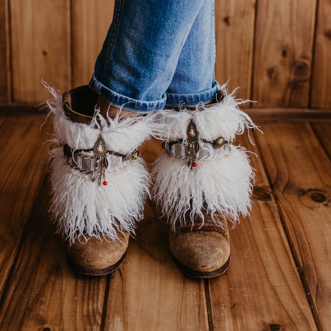 Faux Fur Ankle Boot Wrap, Etnic Boot Covers, Boho Boot Accessories ...