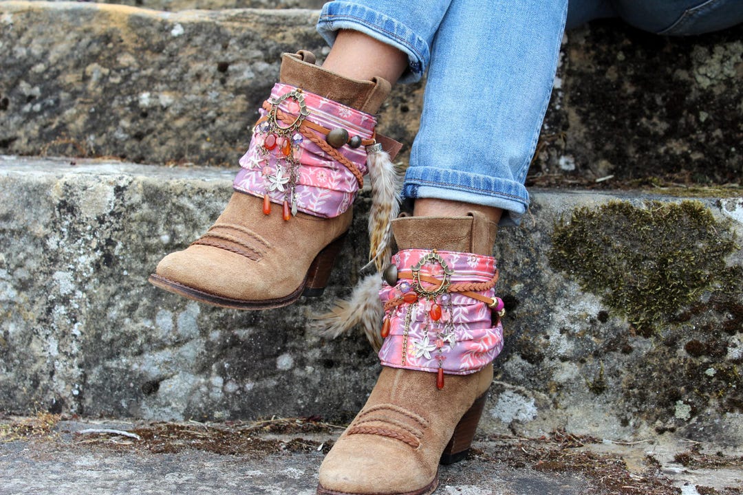 Boho ADJUSTABLE BOOT CUFFS - Tribal Ankle Covers for Casual Wear and ...