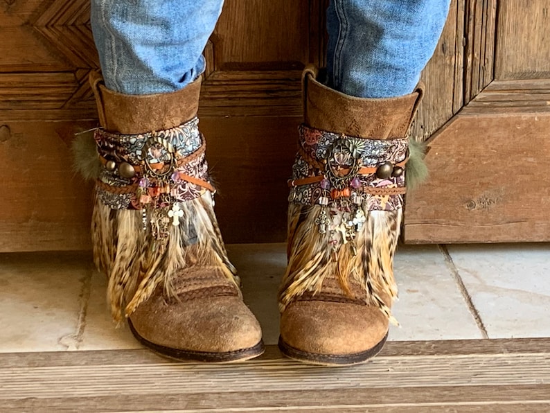 Western Feather Boot Covers With Deluxe Dreamcatcher – Boho Festival ...