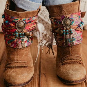 Bohemian Boot Cuffs, Feather Boot Covers, Boot Wraps, Boot Sleeves ...