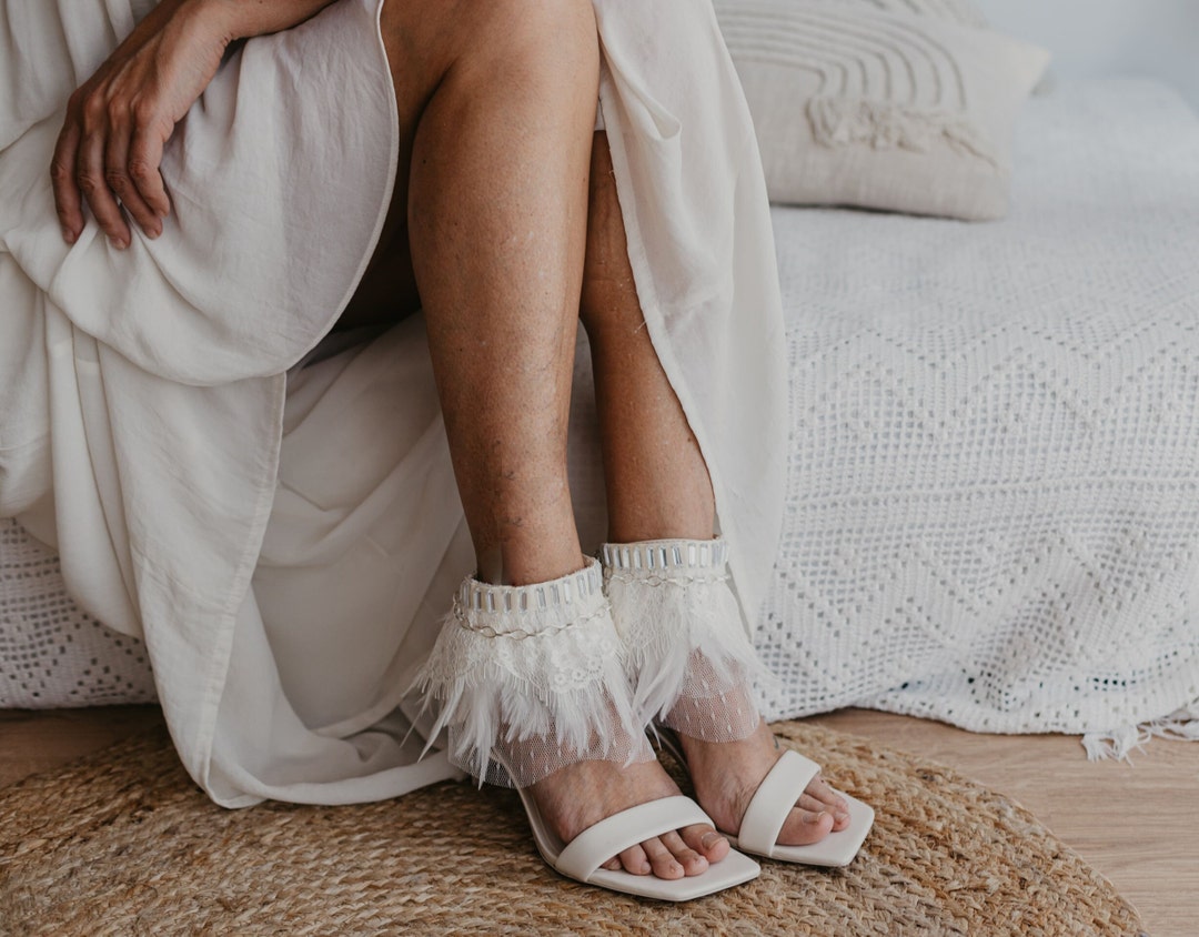 Boho Sandal Ankle Belts, White Lace Ankle Straps, Trendy Anklet, Fancy ...