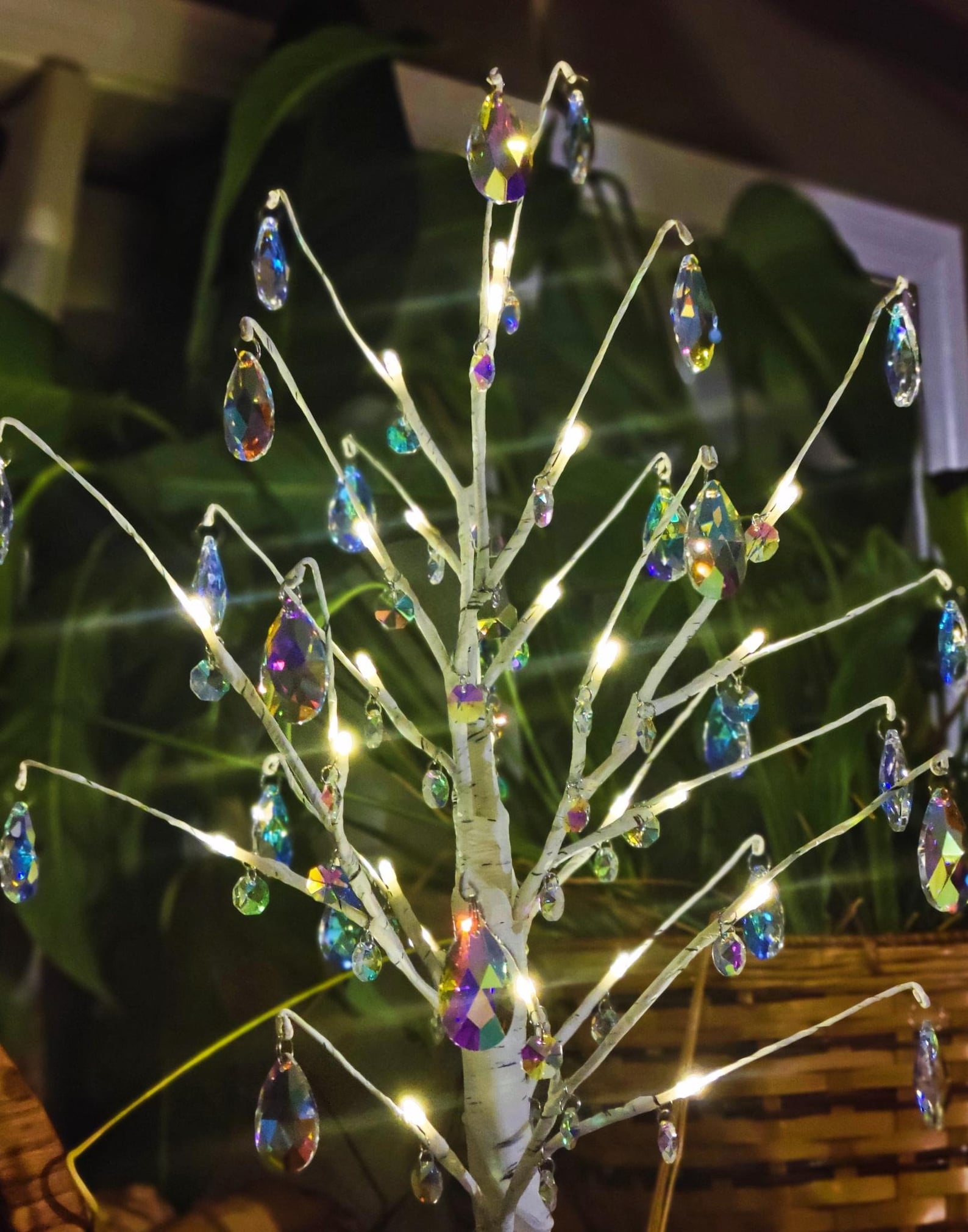Stunning 2 Ft AB Crystal Suncatcher Birch Tree LED Tabletop Centerpiece ...