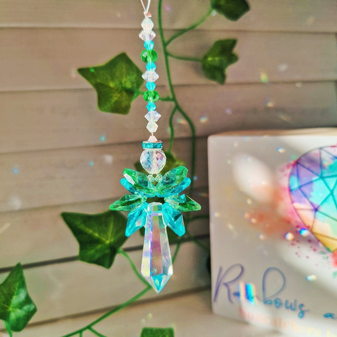 Spring Green Turquoise Combo Crystal Angel Suncatcher / Rainbow Maker ...