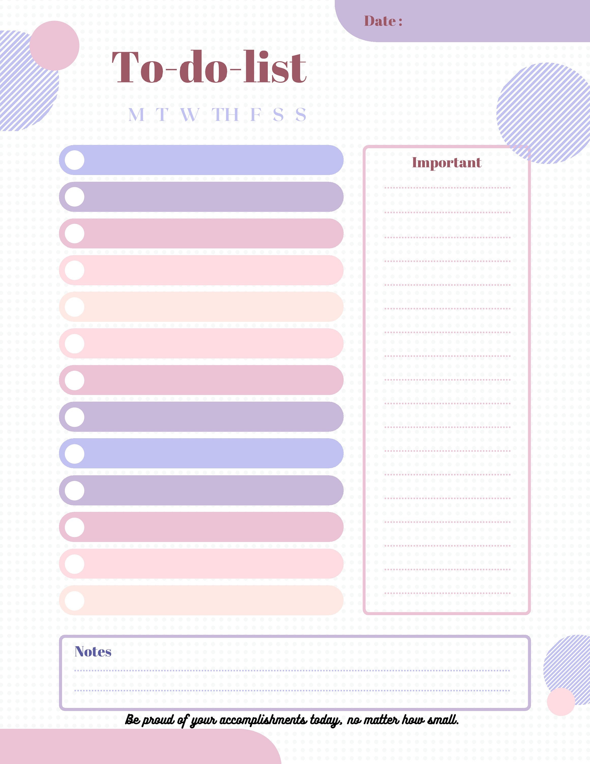 Printable PDF Daily To-do List - Etsy
