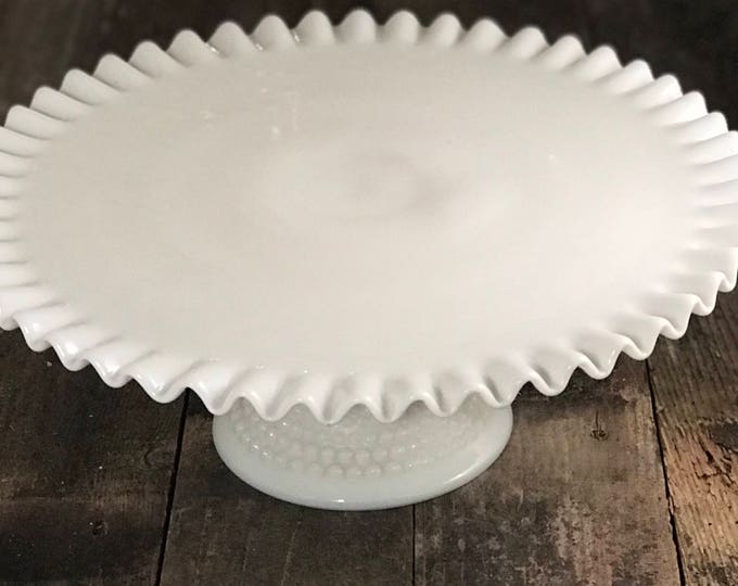 Fenton Milk Glass Hobnail Pedestal Cake Stand - Etsy