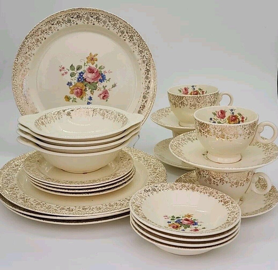 Vintage Taylor Smith & Taylor TST124 Dinnerware Set 4 Place Set 24-pc ...