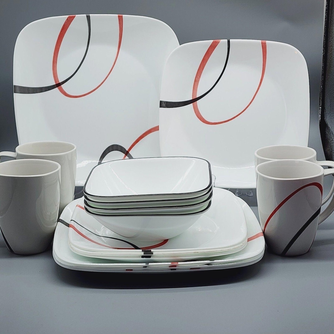 Corelle Square Fine Lines Dinnerware 16-pc Set - Etsy