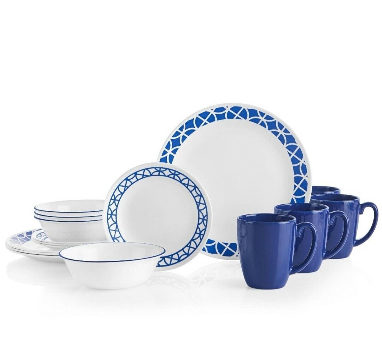 Corelle Classic 16 Price Dinnerwear Set Cobalt Circles White/blue ...