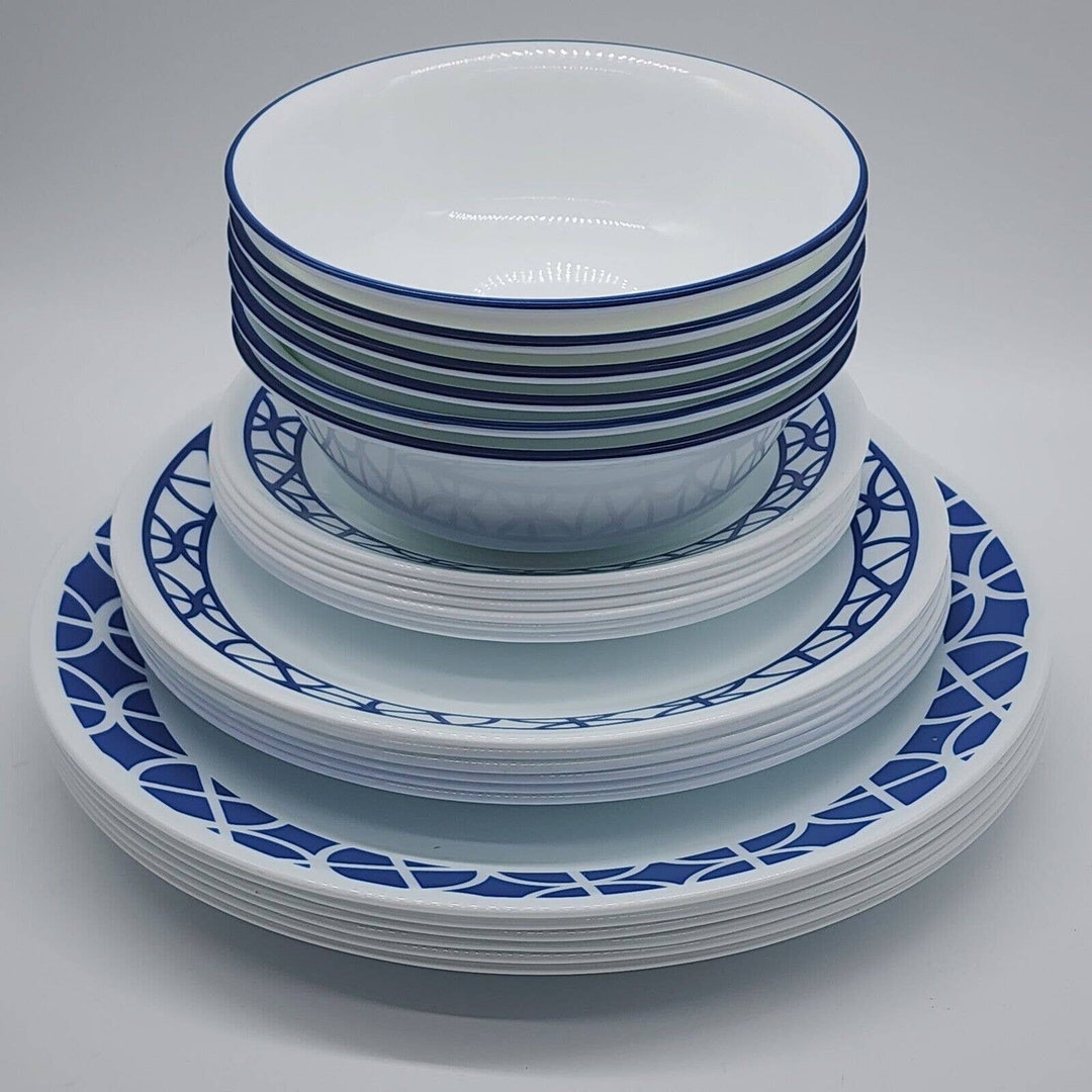 NEW Corelle Cobalt Blue 24-pc Dinner Set Dinner-salad- B & B Plates ...