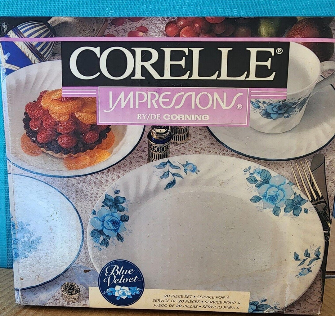 New Corelle Blue Velvet Dinnerware Set 20-pc - Etsy