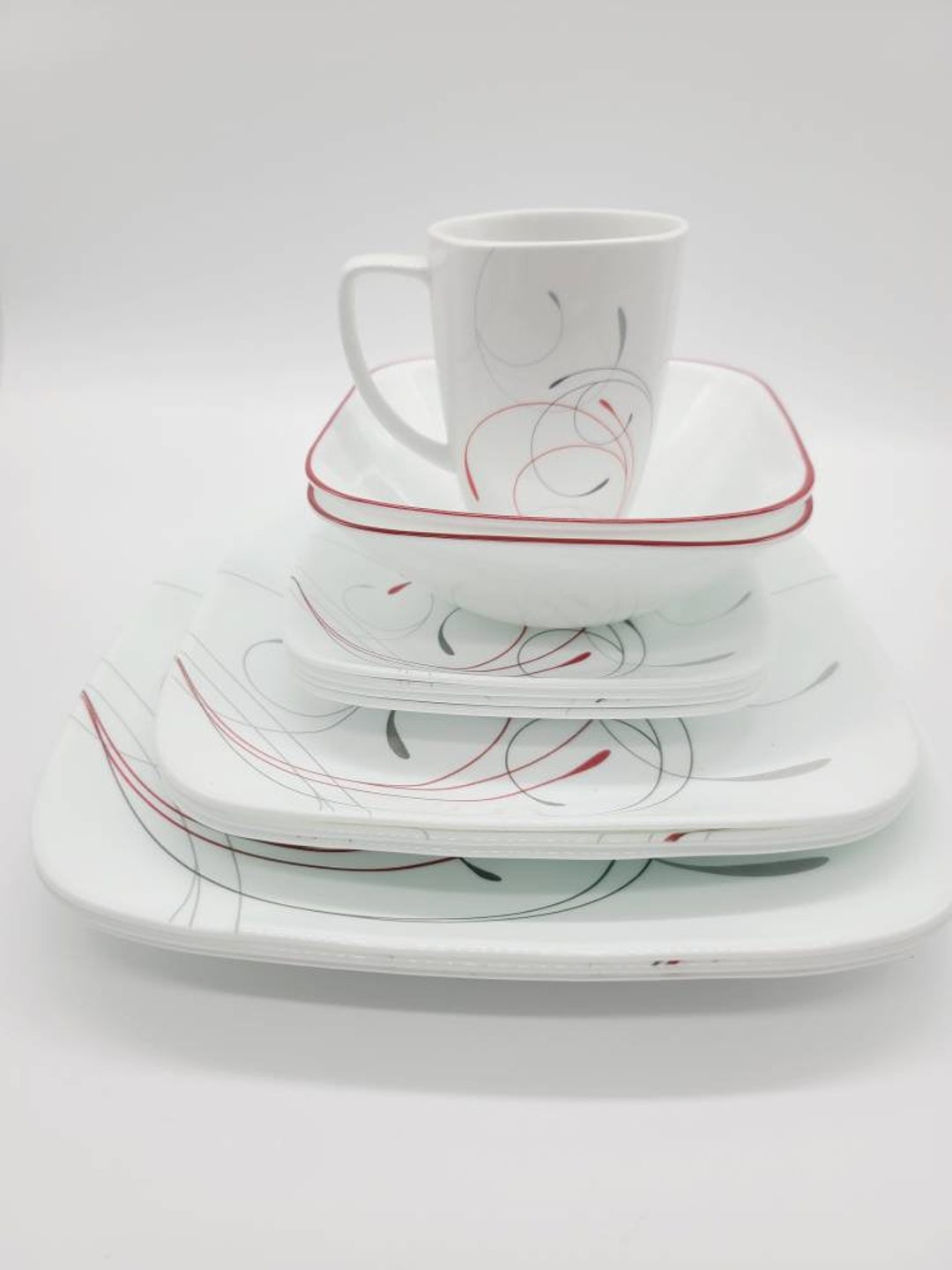 Corelle 13-pc Dinnerware Splendor Square Set Dinner Salad - Etsy