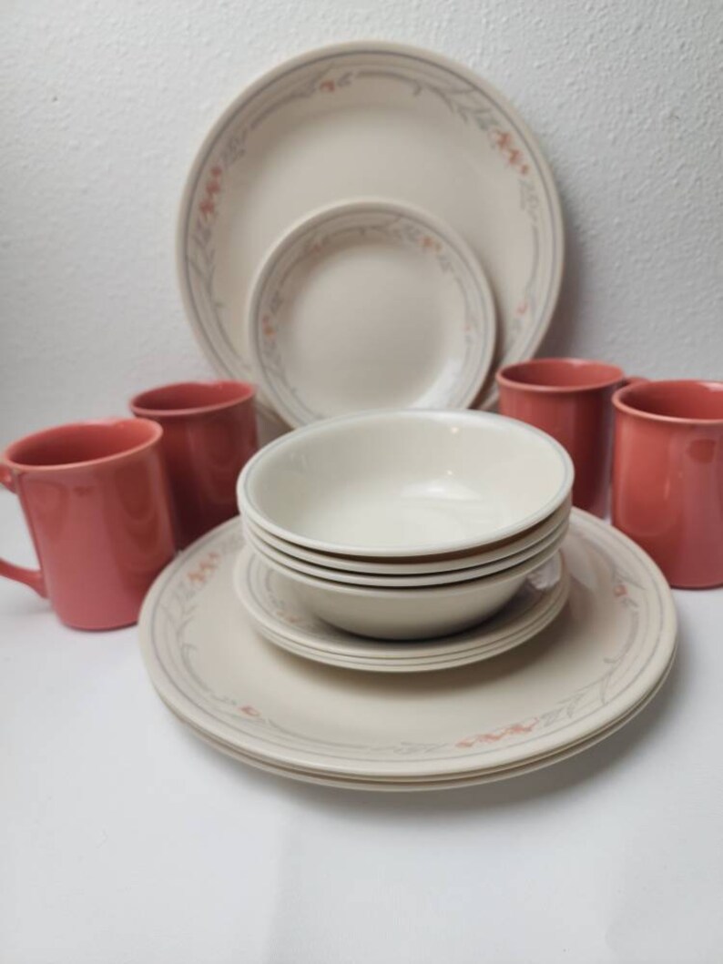 Vintage Corelle Rose 16-pc Dinnerware Set 4-place Setting. - Etsy