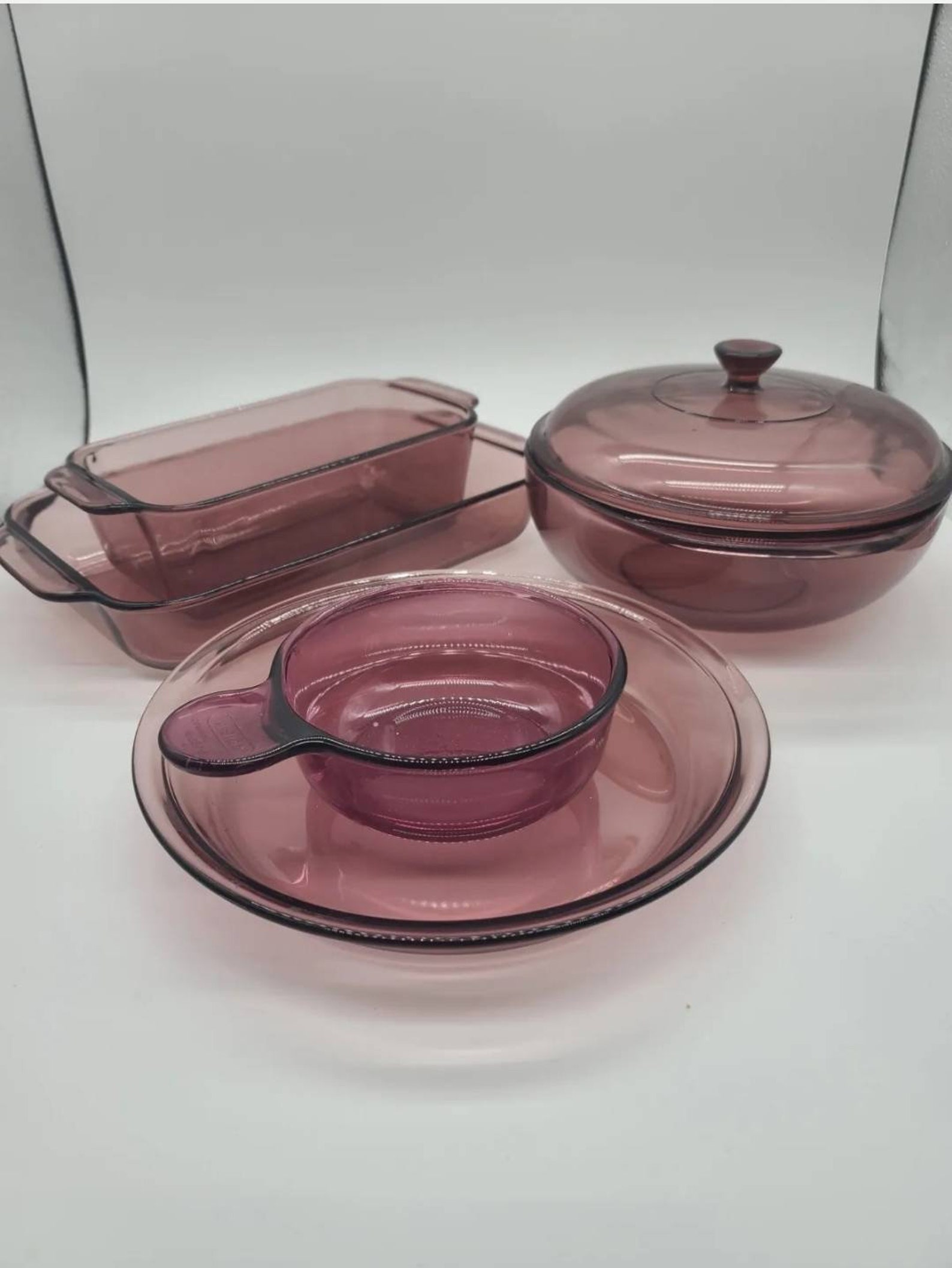 Pyrex Cranberry Bake Cook Ware Lot of 6-pc. Casserole, Baking Dish, Pie ...