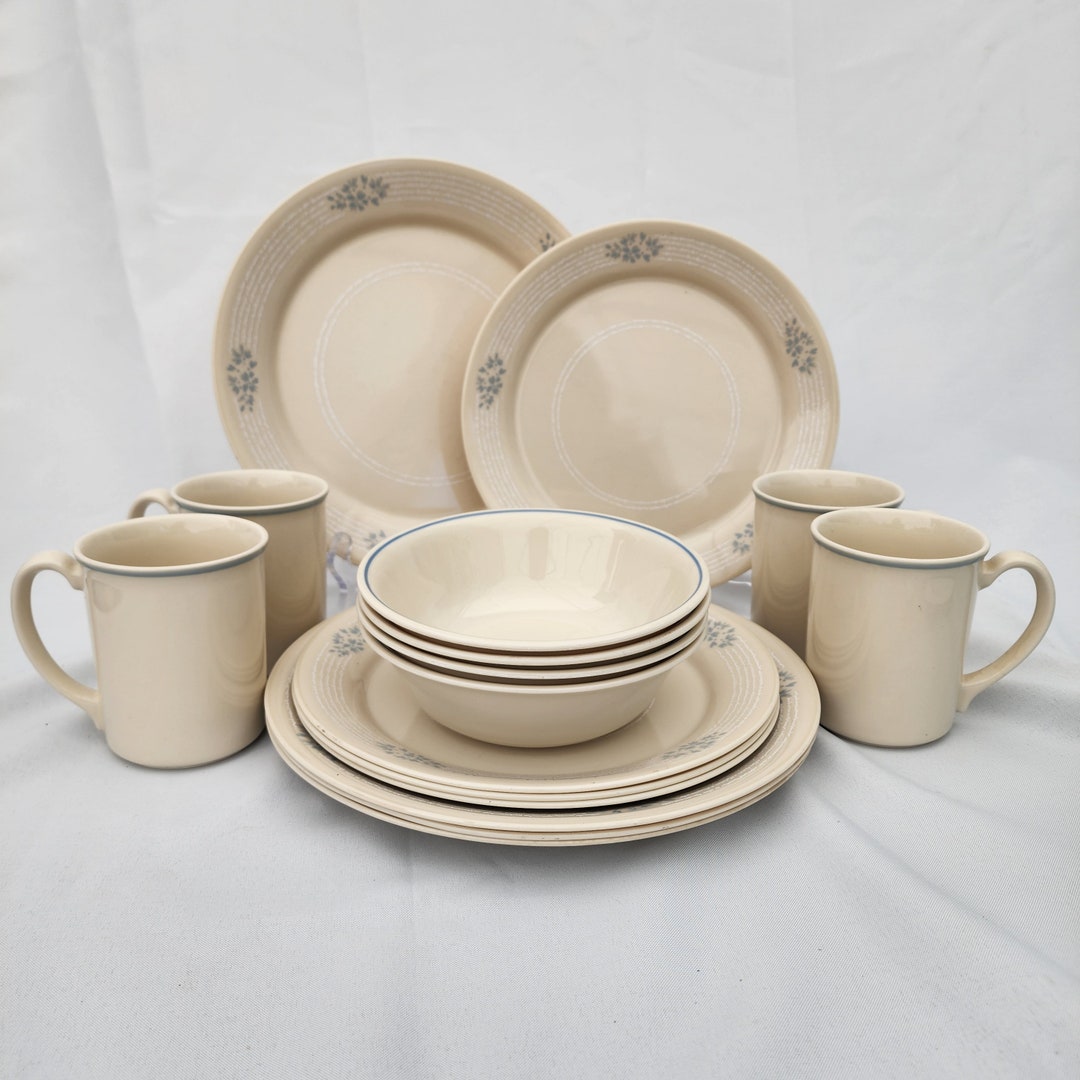 Corelle Lace Bouquet Dinnerware Set 16-pc Plate Bowl Cup Saucer Vintage ...