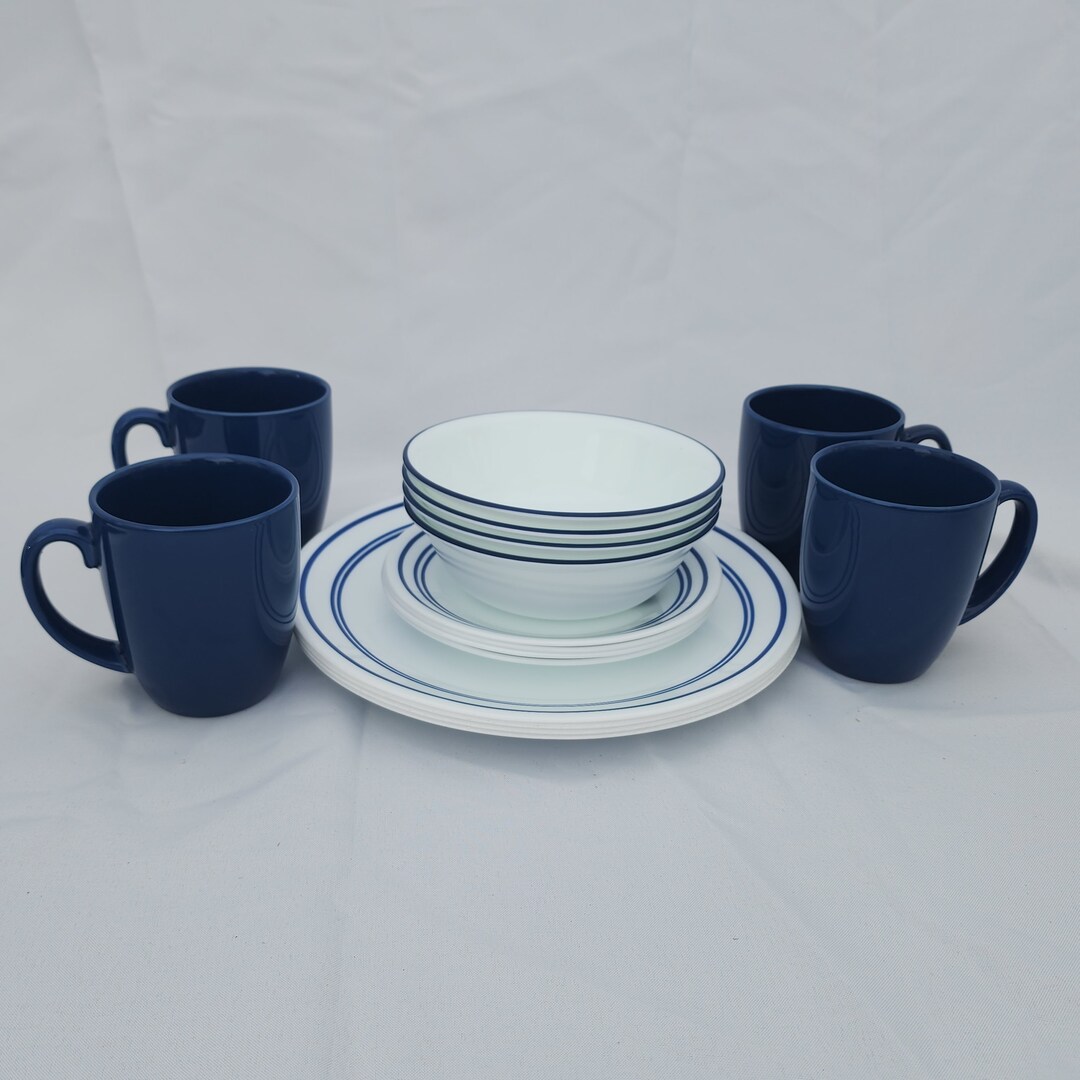 Corelle Cafe Blue 16-pc Dinnerware Set 4- Places Setting - Etsy