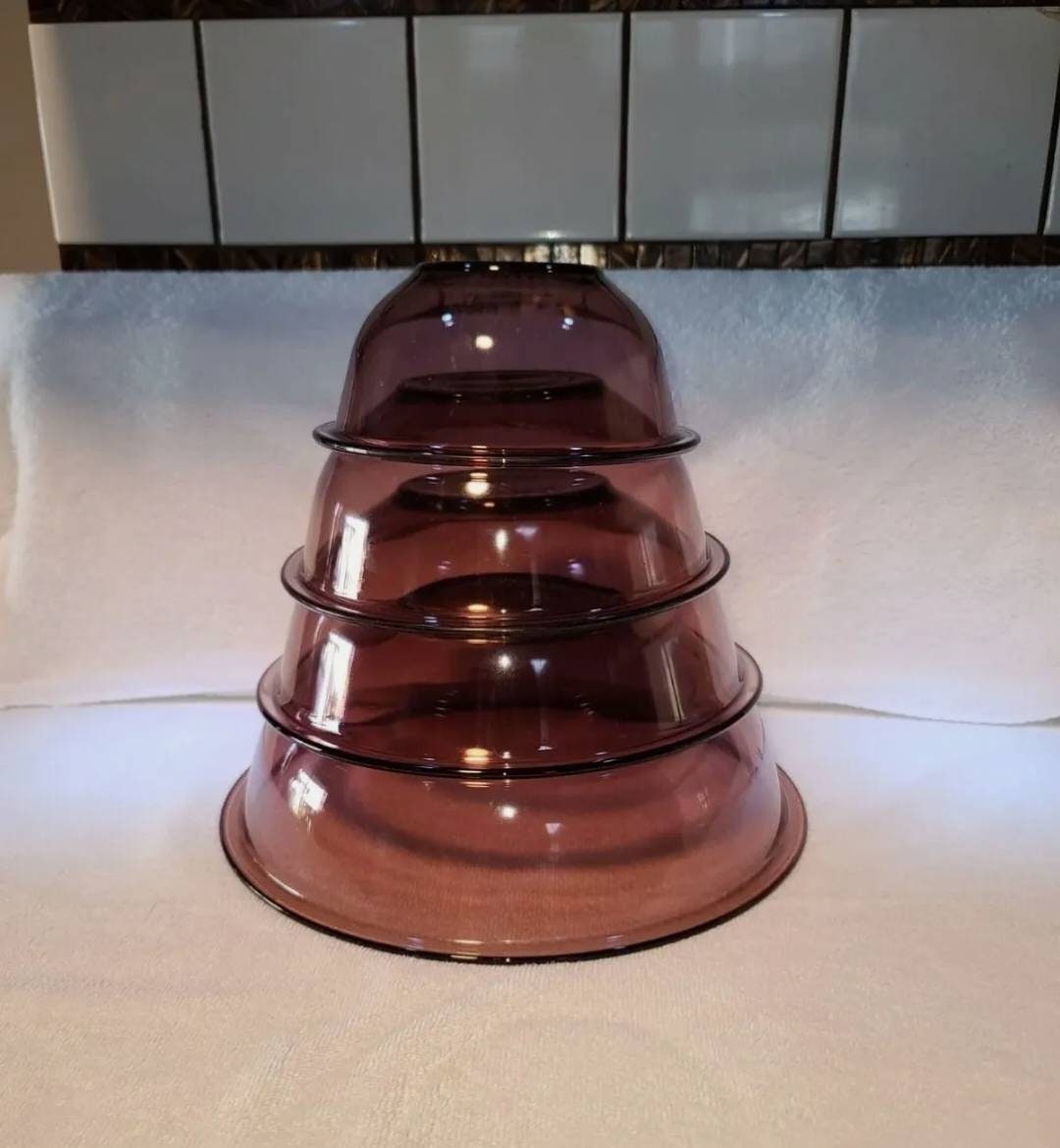 Pyrex Cranberry Stacking Mixing Bowl Set 4, 2.5, 1.5 & 1-L - Etsy