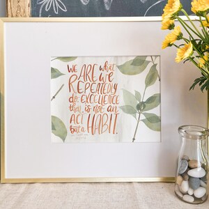 Aristotle Quote Painting | Habits & Excellence Inspirational Saying ...