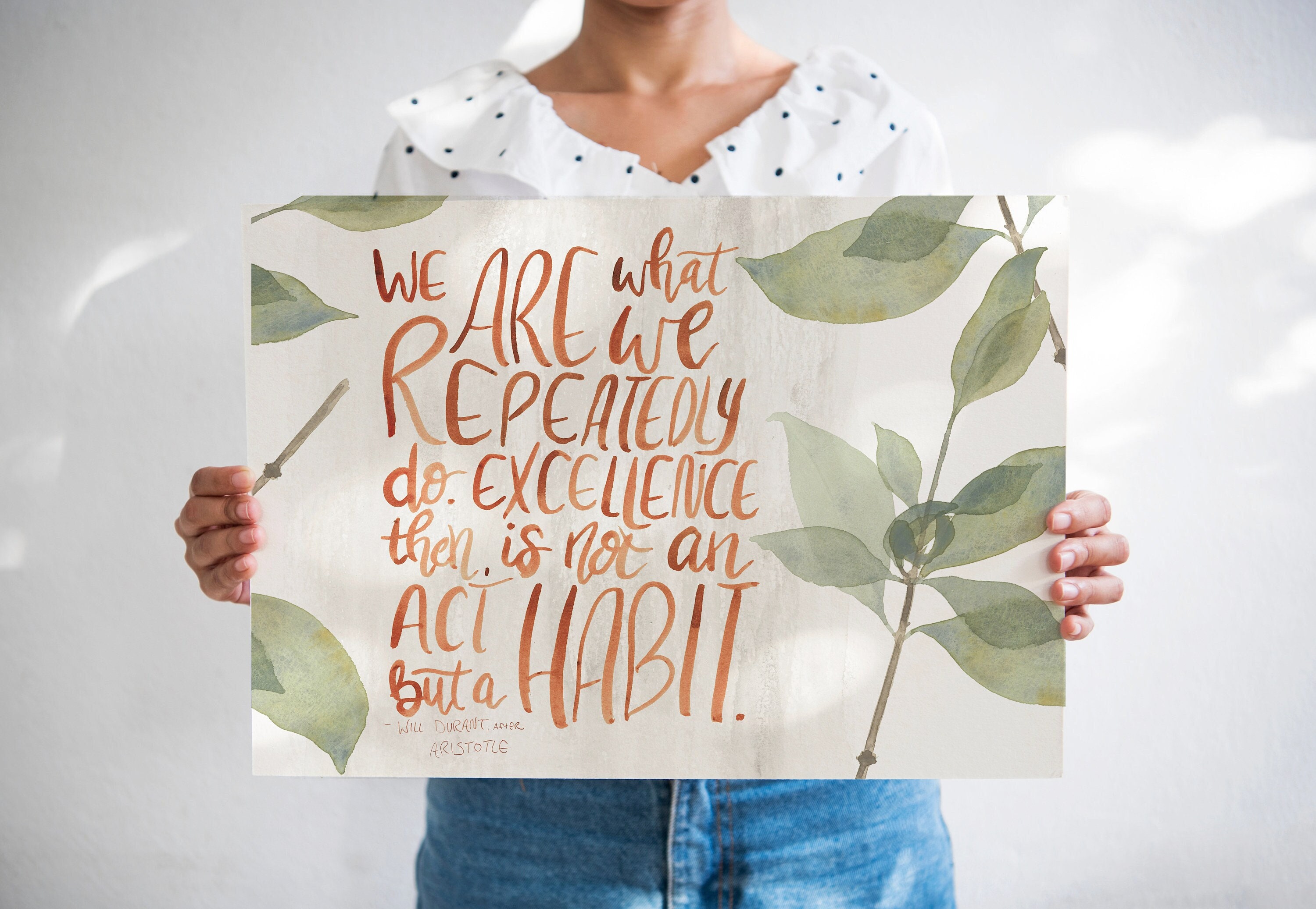 Aristotle Quote Painting | Habits & Excellence Inspirational Saying ...