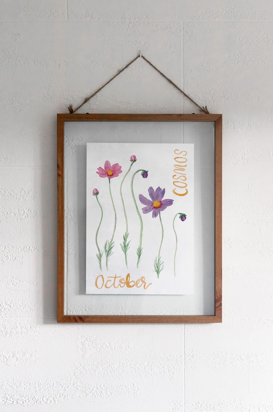 Cosmos Birth Flower Simple Watercolor Print | October Birthday Month ...