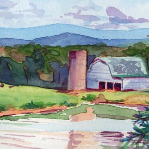 Tennessee Farm Painting | Lakeside Landscape Painting | Cheerful ...