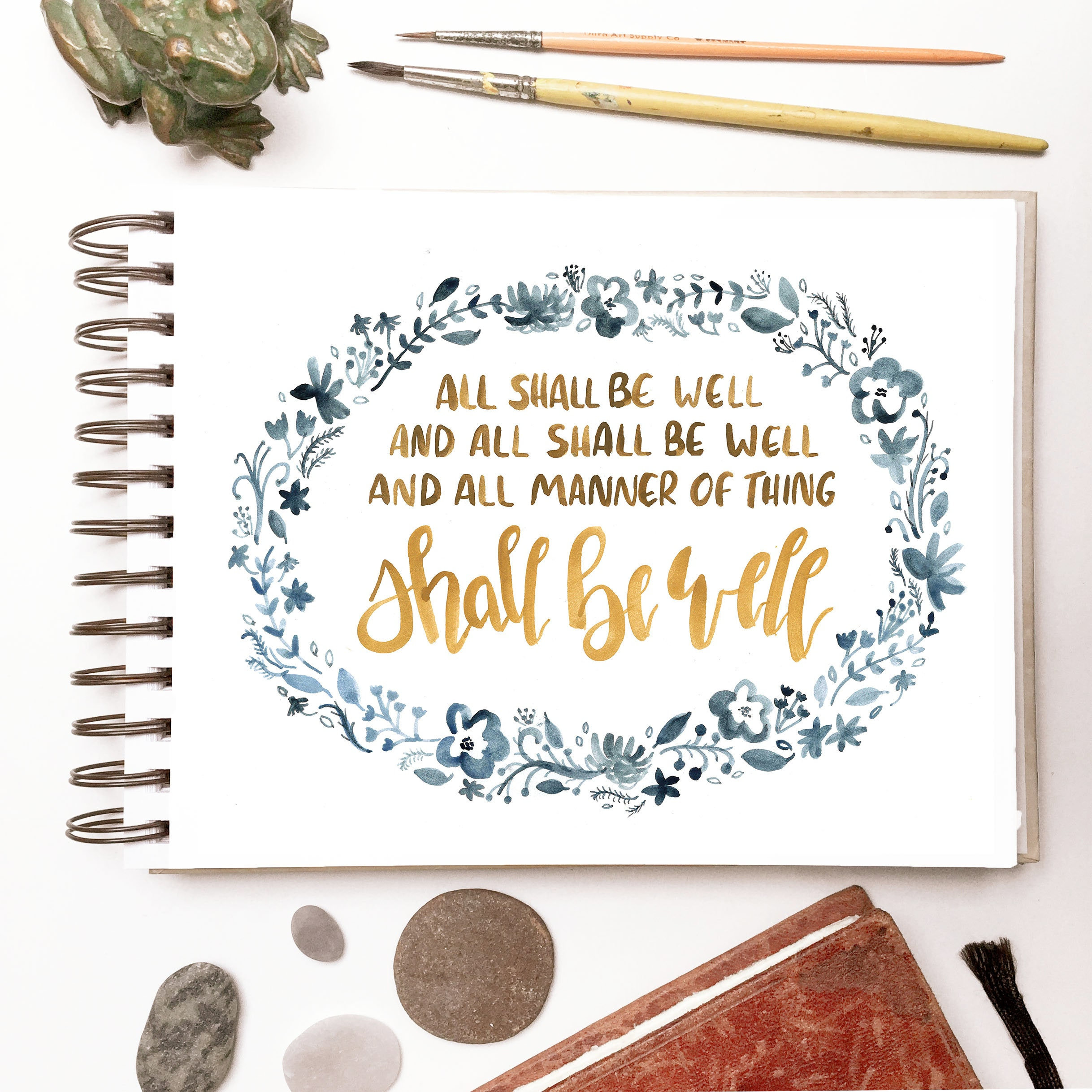 All Shall Be Well Watercolor Print . Handlettered - Etsy