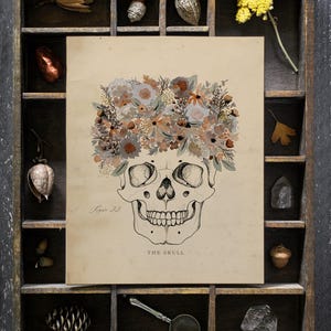 Moody Skull With Flower Crown | Elegant Halloween Decor | Vintage ...