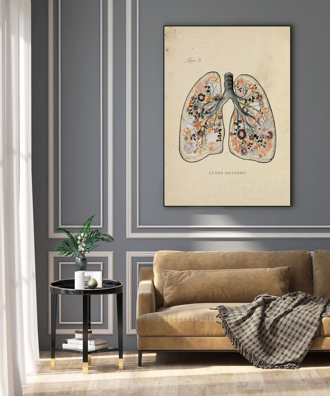 Moody Anatomy of the Lungs With Floral Tree | Elegant Halloween Decor ...