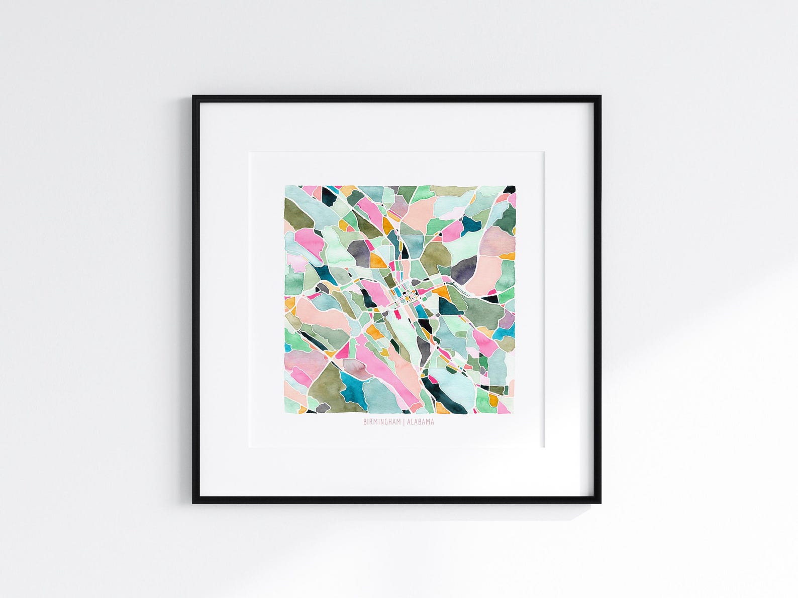 Birmingham, AL City Map | Alabama Abstract Painting | Colorful Street ...