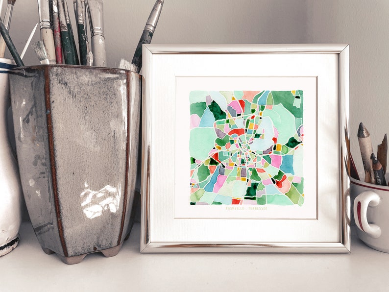 Nashville Watercolor Map Print: Abstract Tennessee Art - Etsy
