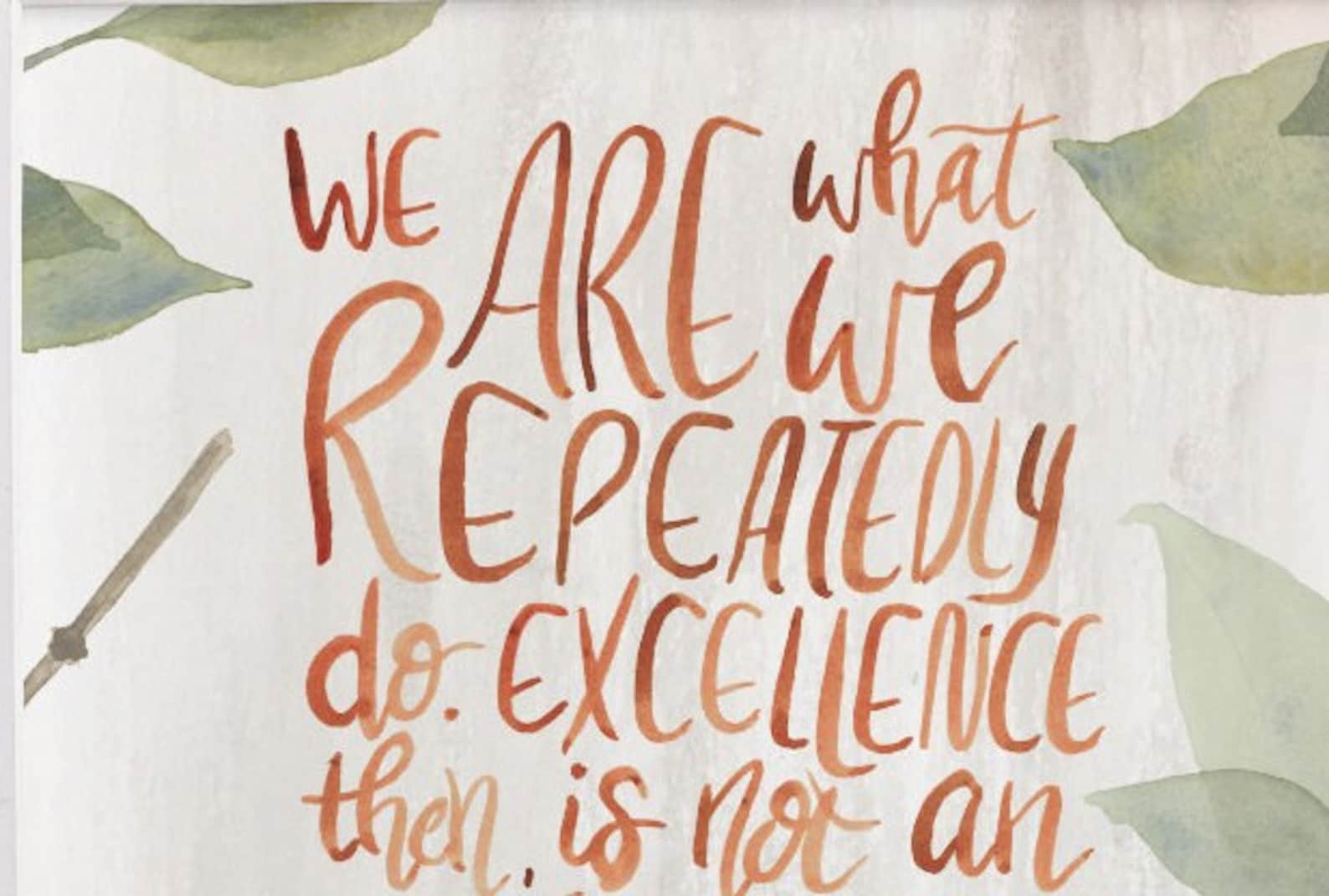Aristotle Quote Painting | Habits & Excellence Inspirational Saying ...