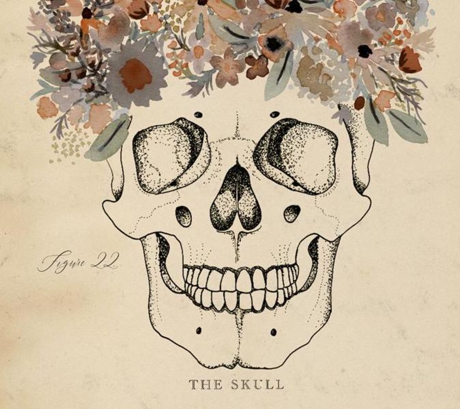 Moody Skull With Flower Crown | Elegant Halloween Decor | Vintage ...