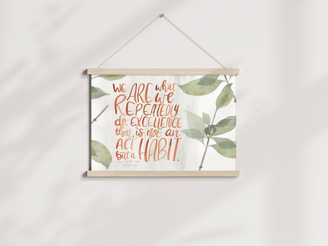 Aristotle Quote Painting | Habits & Excellence Inspirational Saying ...