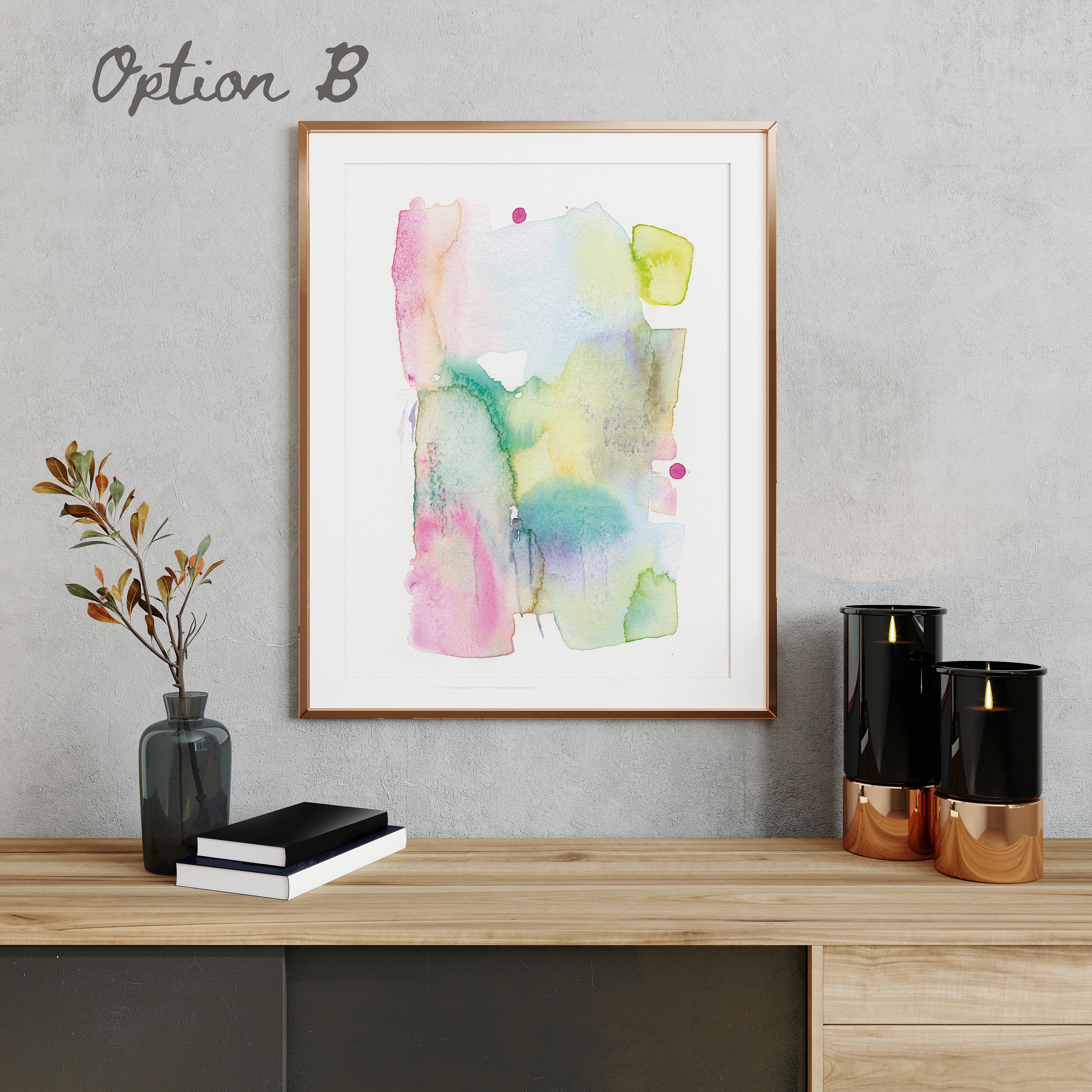 Modern Abstract Watercolor Print Traditional Home Decor Colorful Wall ...