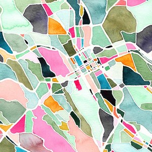 Birmingham, AL City Map | Alabama Abstract Painting | Colorful Street ...