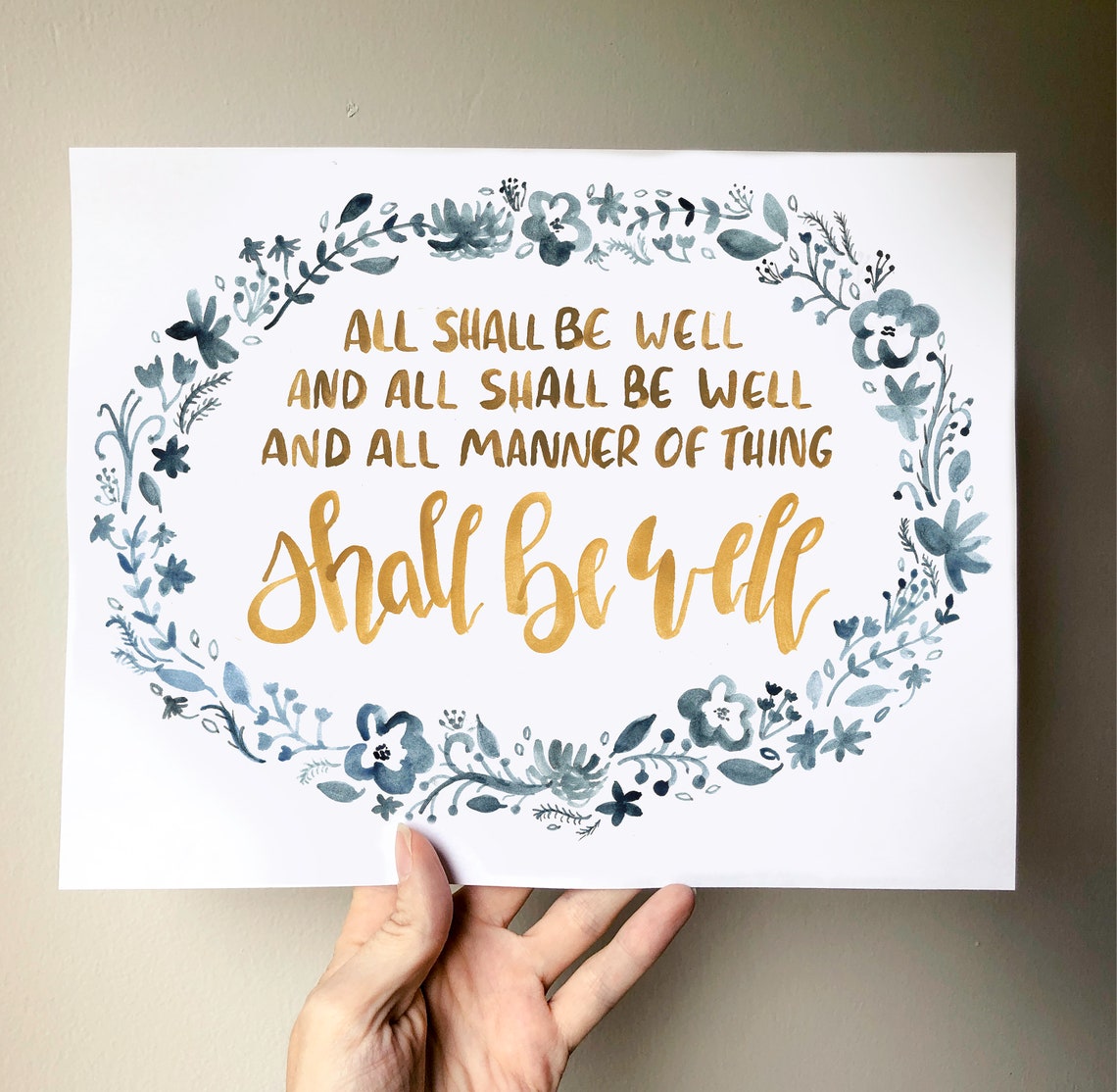All Shall Be Well Watercolor Print . Handlettered - Etsy