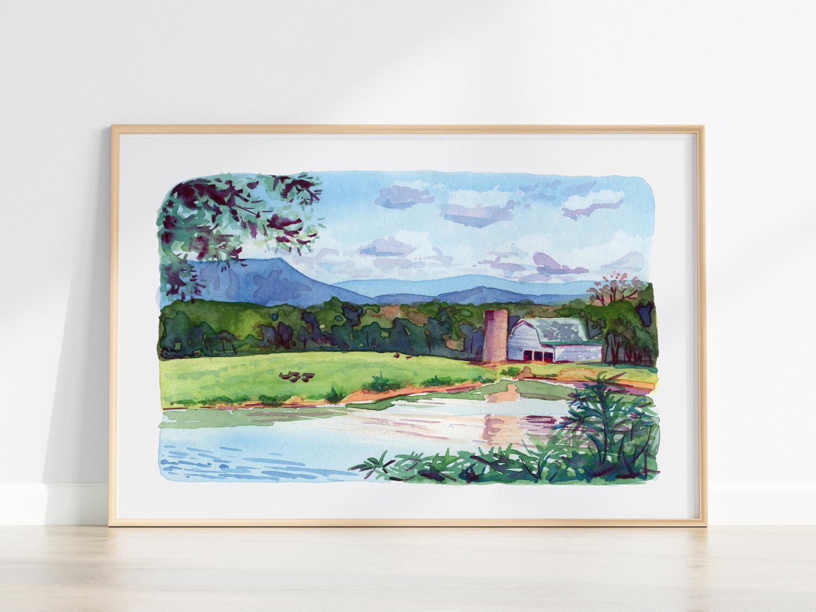 Tennessee Farm Painting | Lakeside Landscape Painting | Cheerful ...