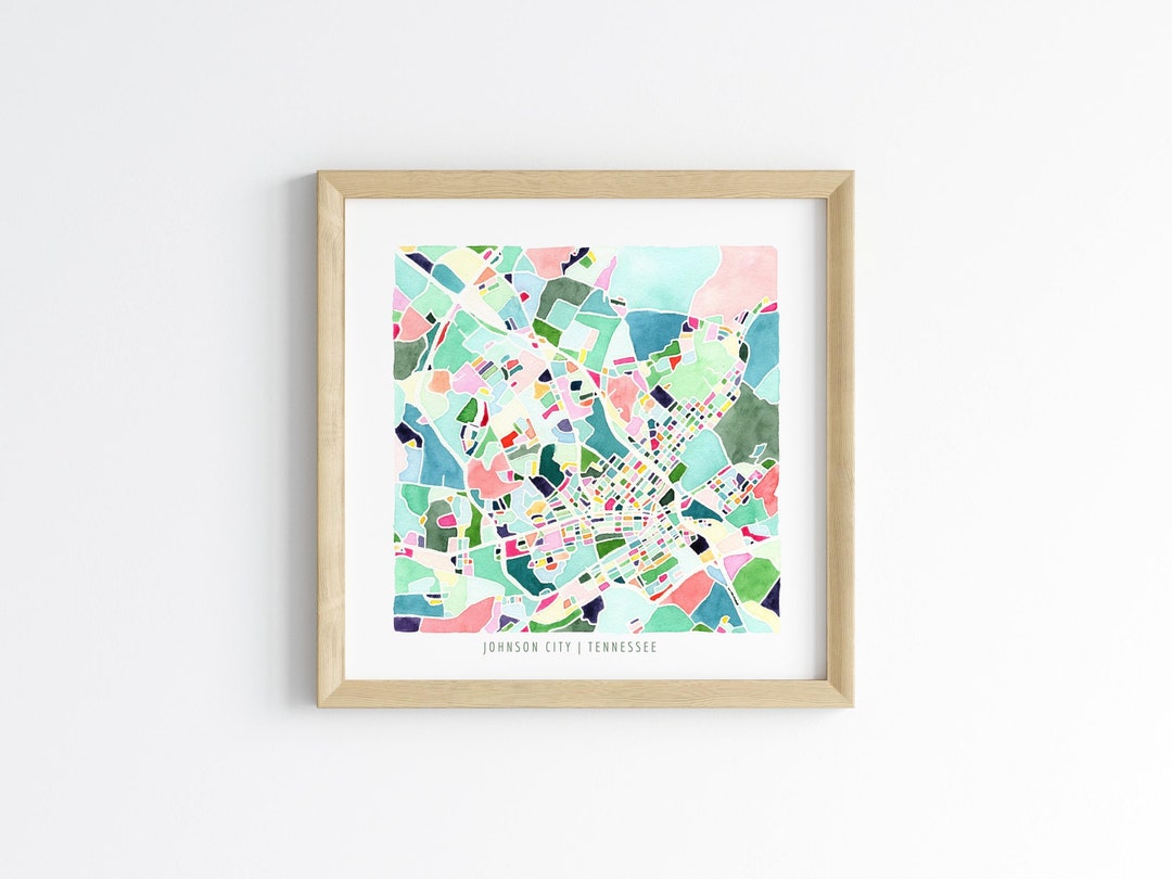 NEW Johnson City, TN City Map | Tennessee Abstract Painting | Mosaic ...