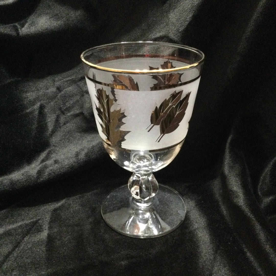 Set of Six Libby Frosted Golden Foliage Water Goblets - Etsy