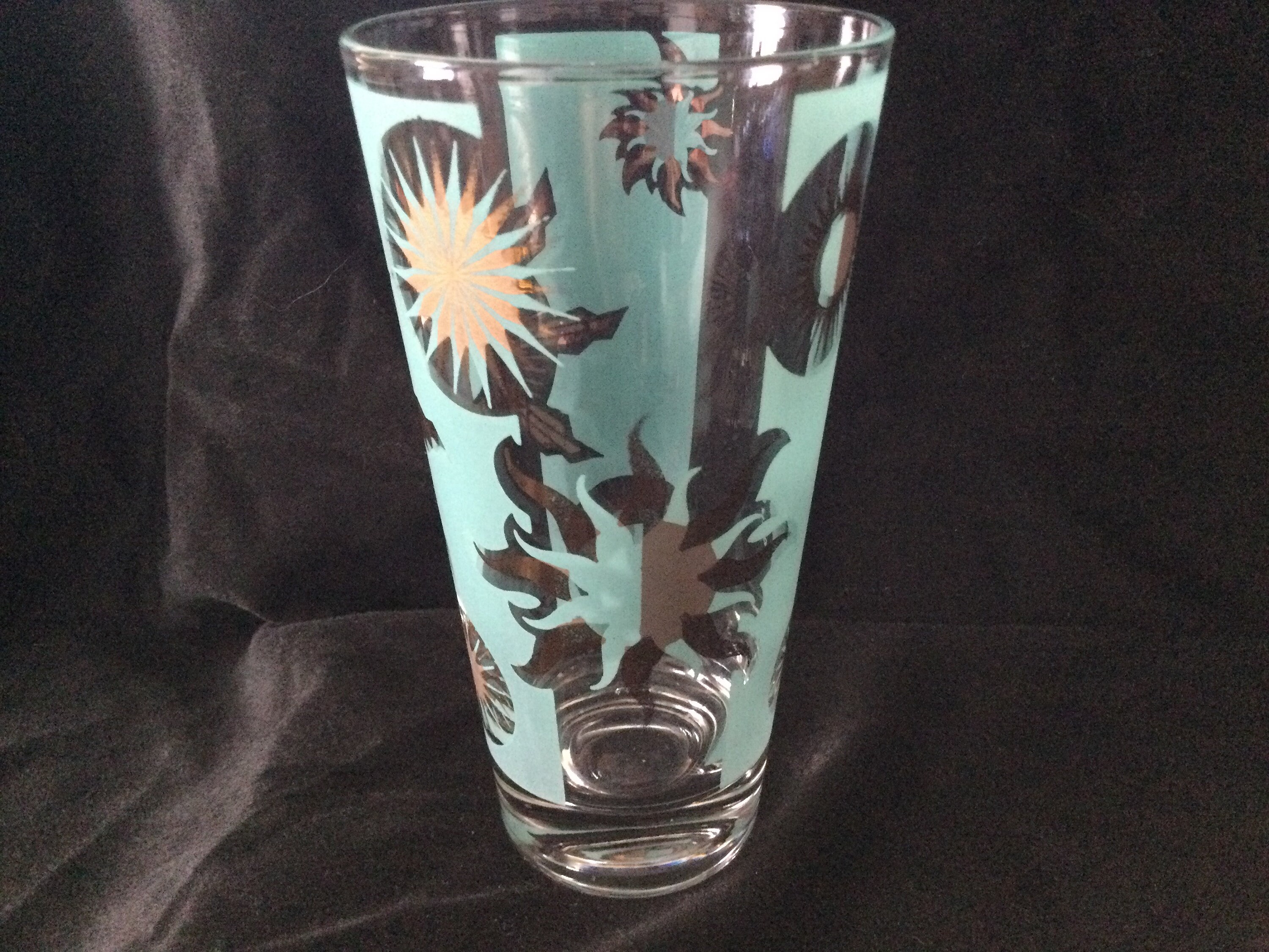 Fred Press Signed Mid-century Aqua and Gold Sun/moon Glasses - Etsy