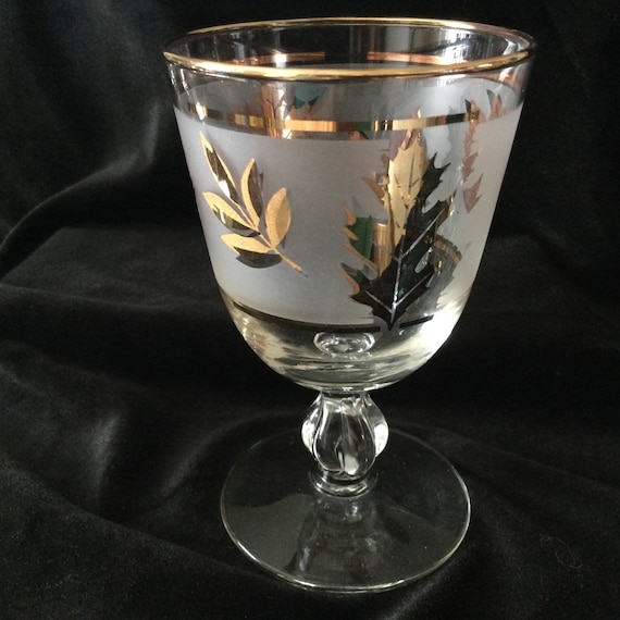 Mid-century Libby Frosted Goldleaf Water Goblets - Etsy