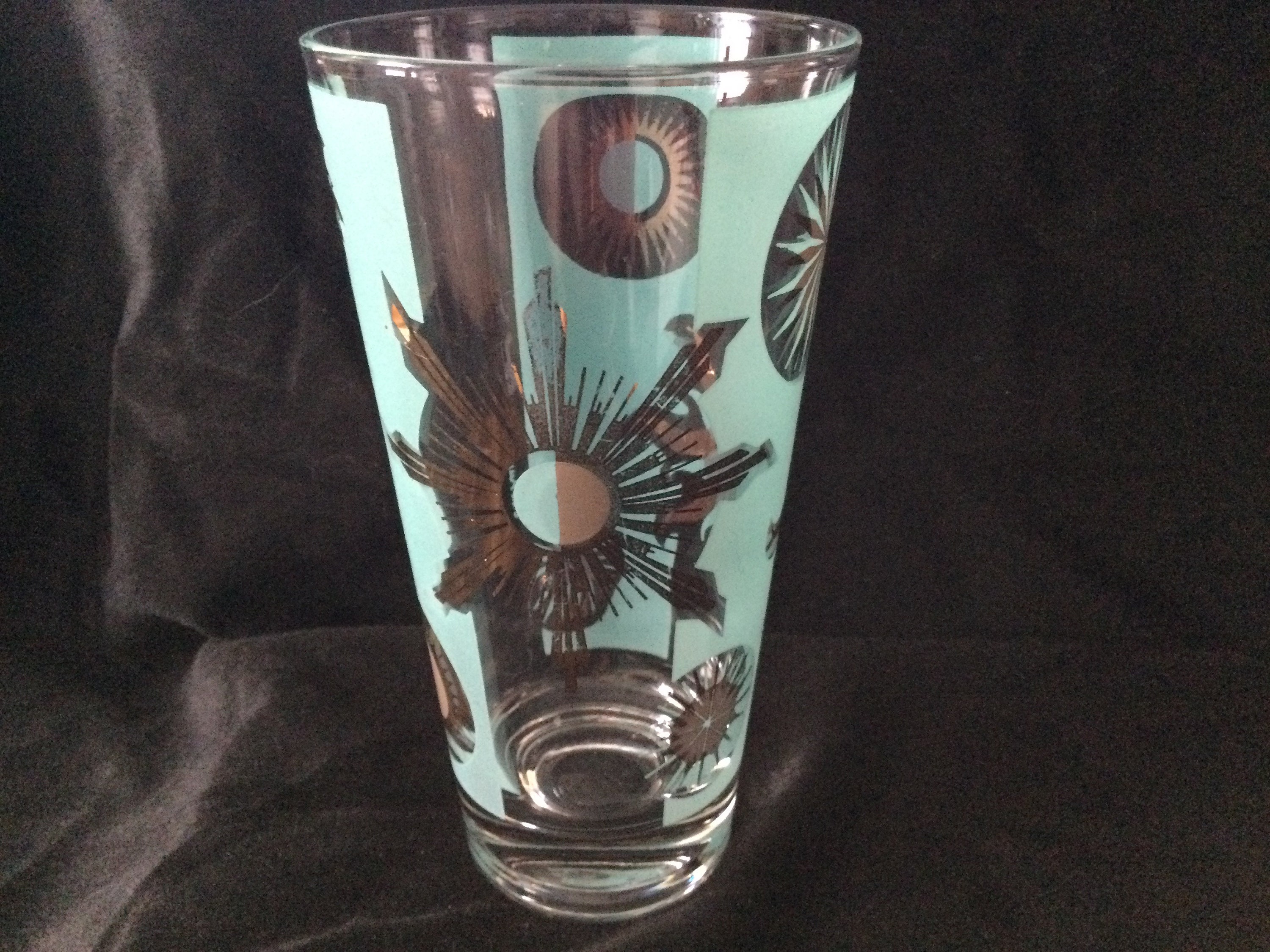 Fred Press Signed Mid-century Aqua and Gold Sun/moon Glasses - Etsy