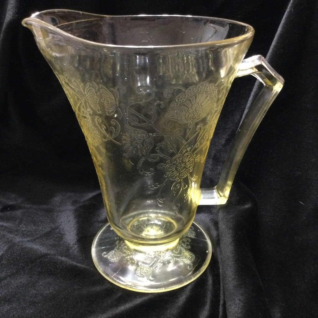 Yellow Depression Glass Water Pitcher - Etsy