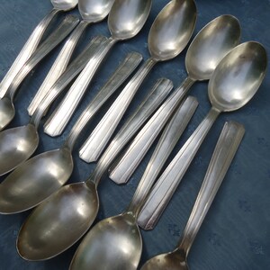 12 Spoons Set of Original Vintage French Hallmarked Silver Plated Large ...
