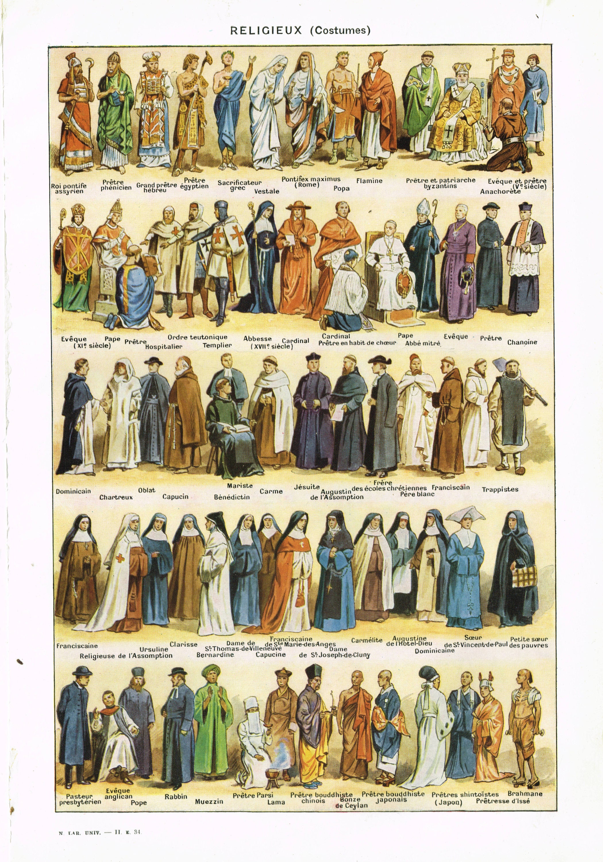 Original French Larousse Print Lithograph Religious Costume | Etsy