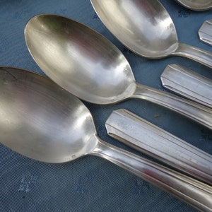 12 Spoons Set of Original Vintage French Hallmarked Silver Plated Large ...