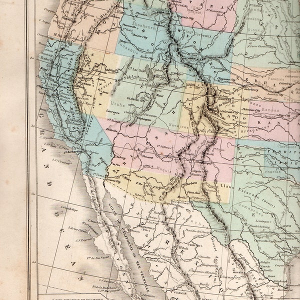 Antique Map Indian Territory - Etsy