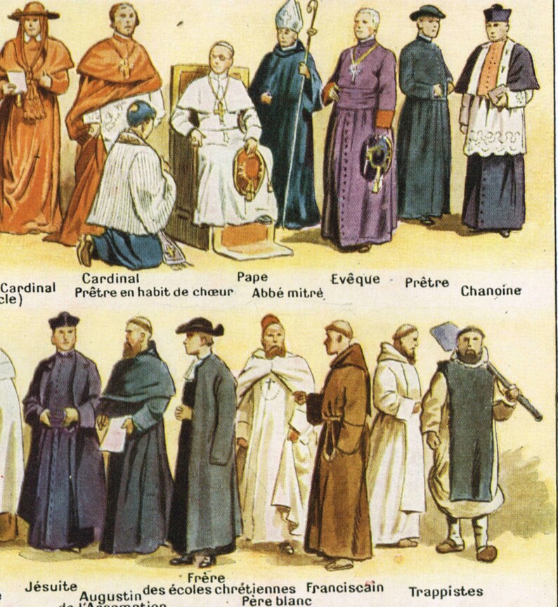 Original French Larousse Print Lithograph Religious Costume | Etsy